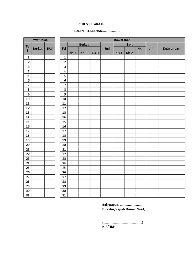 Contoh Ceklist | PDF