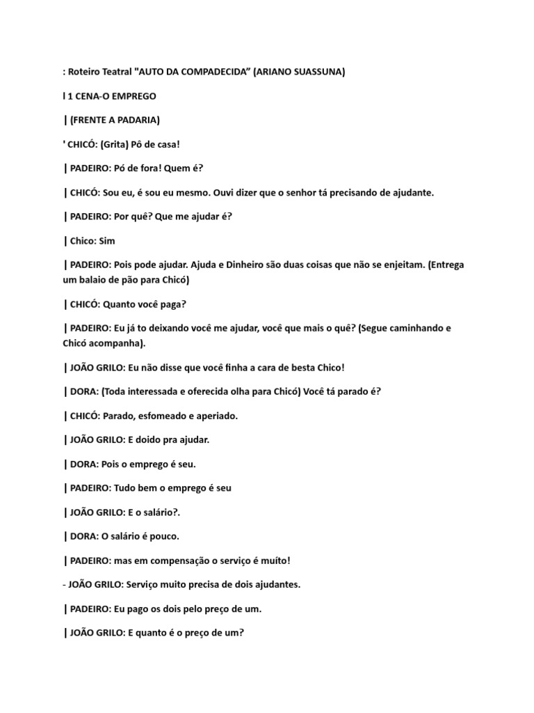 Roteiro Auto Da Compadecida | PDF | Jesus | Diabo