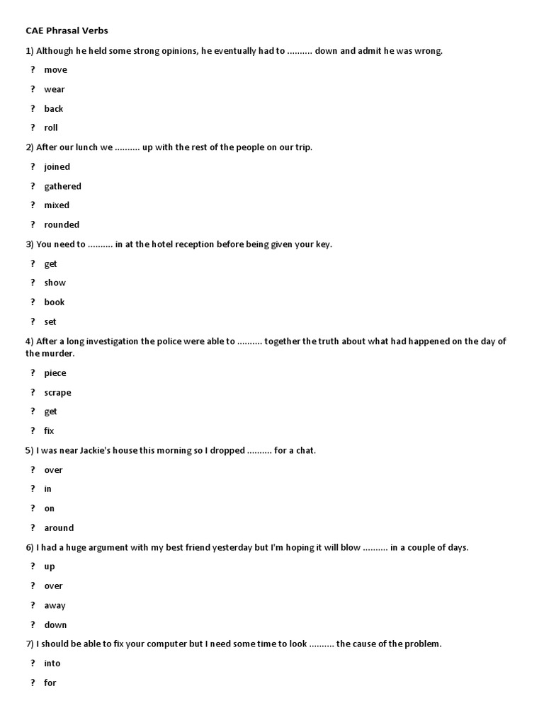 CAE Phrasal Verbs | PDF | Home & Garden