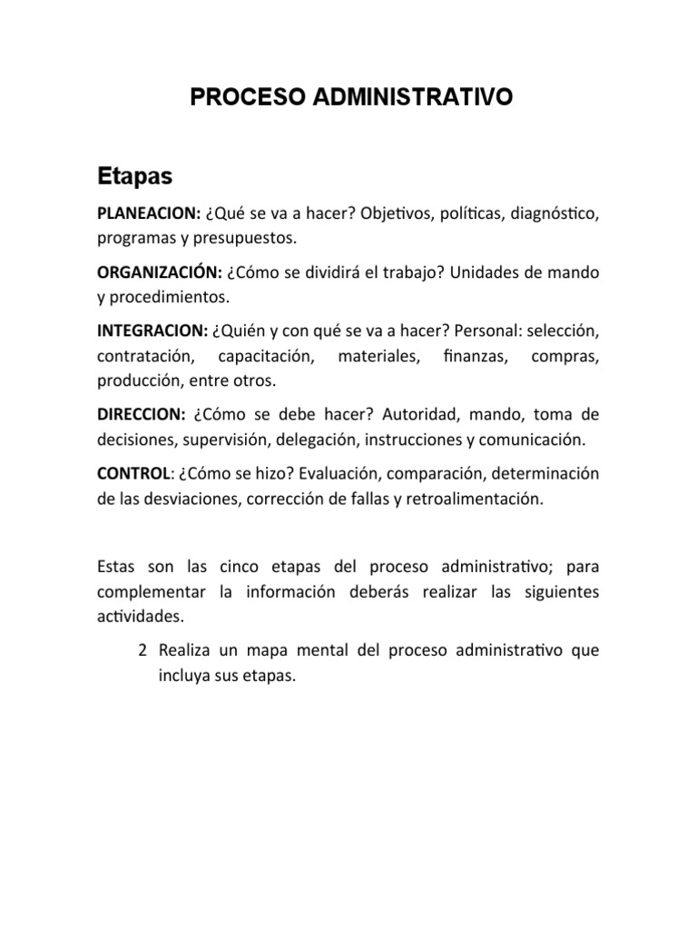 Etapas Del Proceso Administrativo. | PDF | Planificación