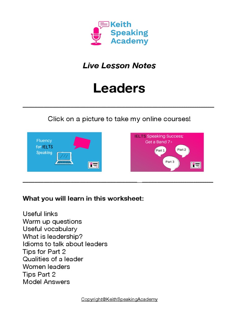 Leaders - Lesson Notes | PDF | Leadership | Cognition