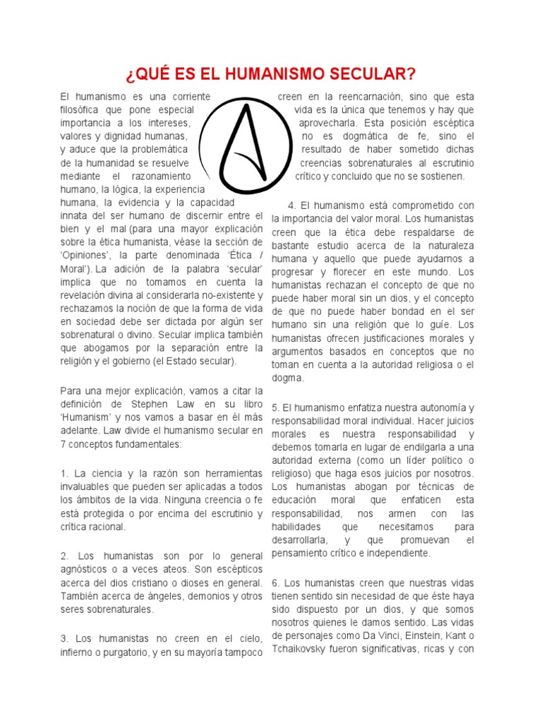 Qué Es El Humanismo Secular | PDF | Humanismo | Moralidad