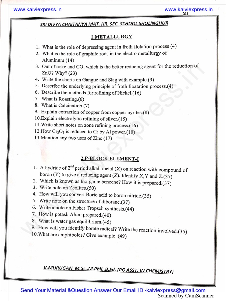 12 Chemisrty PTA Question Paper | PDF