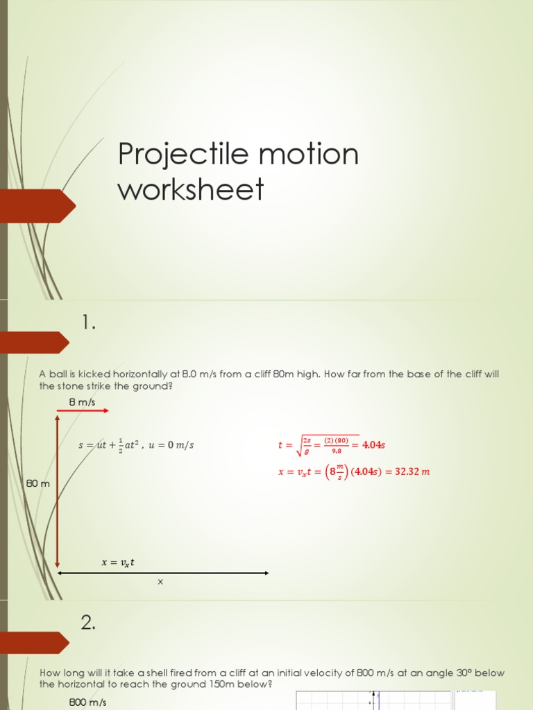 Projectile Motion Worksheet Answers | PDF Projectile Motion Worksheet Answers | PDF