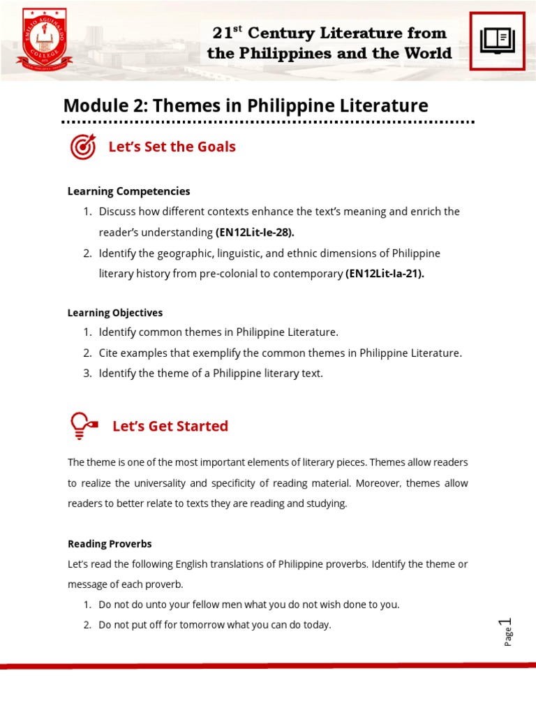Module 2. Lit. Themes in Philippine Literature | PDF | Gender | Gender Studies