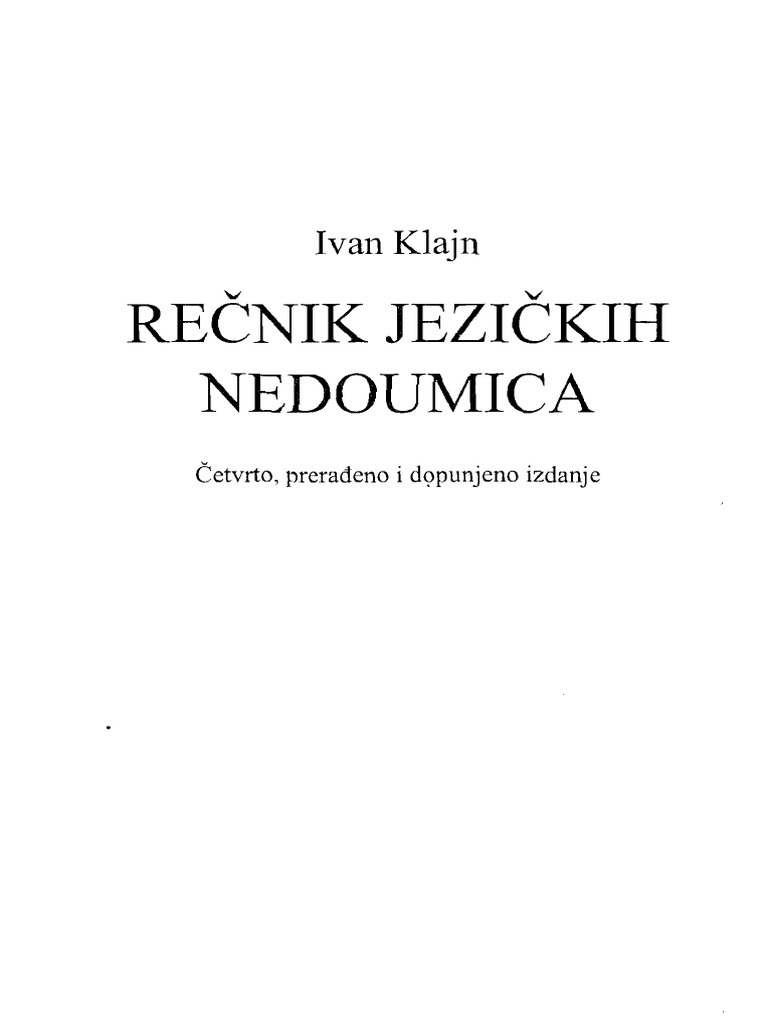 Klajn Recnik Jezickih Nedoumica | PDF