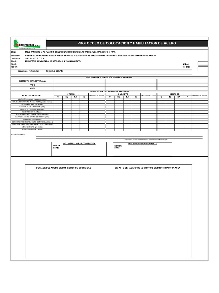 3.1. Protocolo Colocacion y Habilitación de Acero | PDF | Acero | Agua dulce