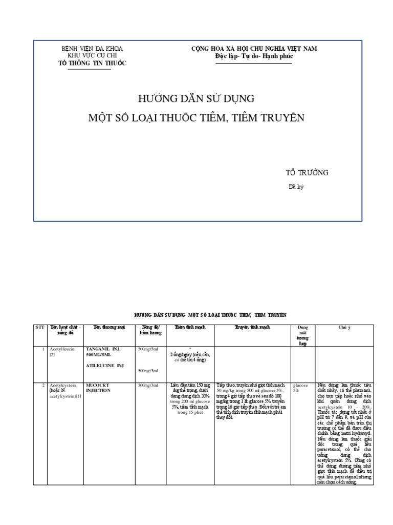 Huong Dan Pha Thuoc Tiem, Tiem Truyen | PDF