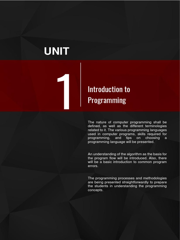 Module - Unit-1 Intro To Programming | PDF | Programming | Computer Program