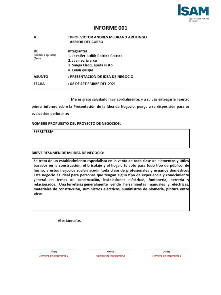Modelo de Informe 01 para Enviar Al Profe (3 | PDF | Producto (Negocio) | Cliente