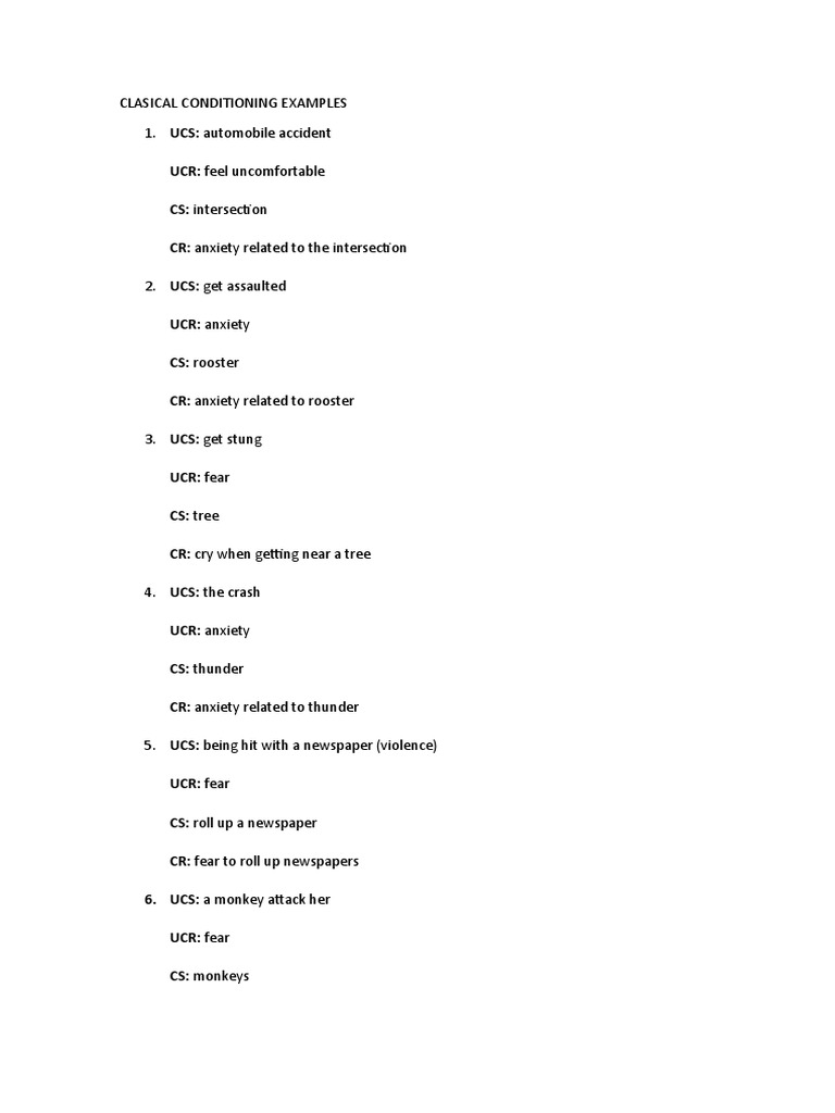 Clasical Conditioning Examples | PDF