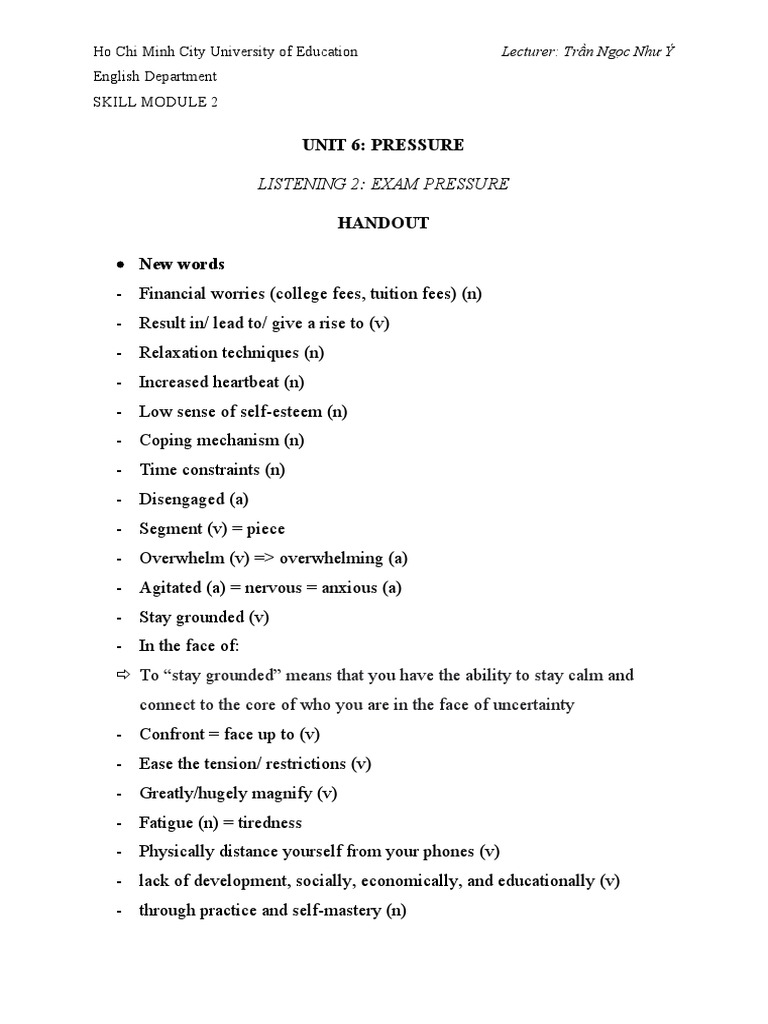 Unit 6 - Week 2 - Handout | PDF | Career & Growth | Foreign Language ...