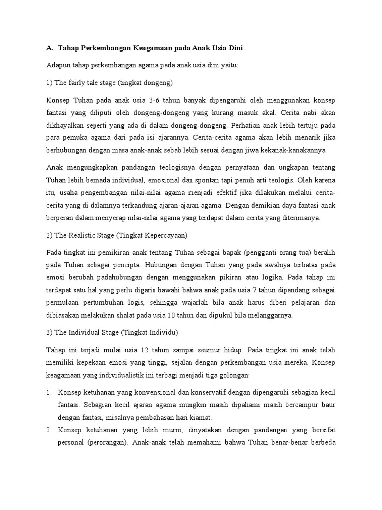 Tahap Perkembangan Keagamaan Pada Anak Usia Dini 3 | PDF