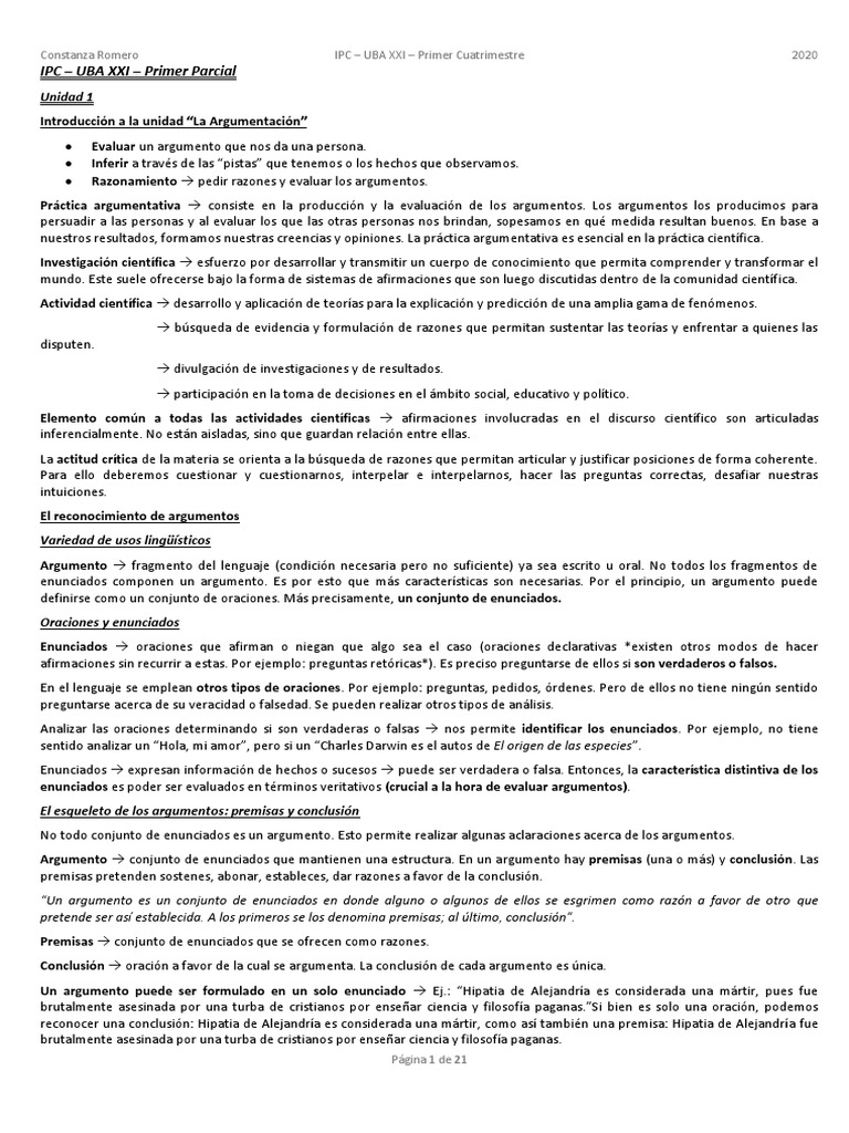 Resumenes Final Ipc | PDF | Argumento | Verdad