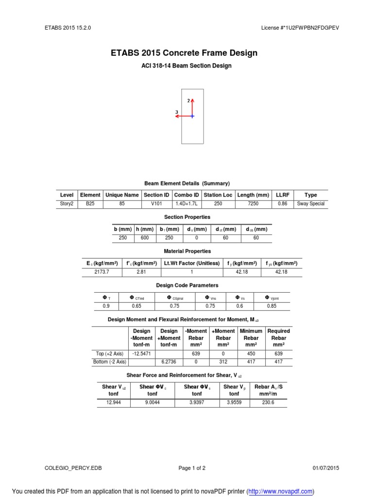 ETABS 2015 Concrete Frame Design | PDF | Beam (Structure) | Classical ...