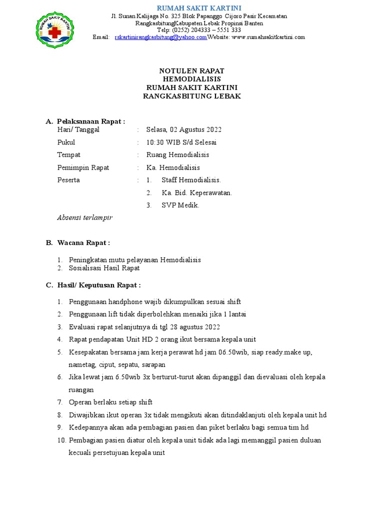 Contoh Notulen Rapat | PDF