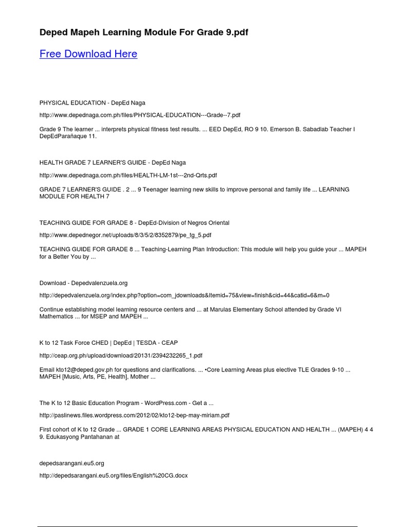 Vdocuments - MX - Deped Mapeh Learning Module For Grade 9 ...