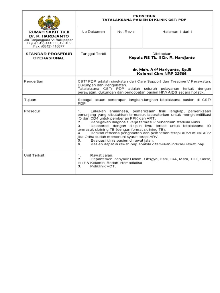 SOP Tatalaksana Pasien CST | PDF | Kesehatan Holistik
