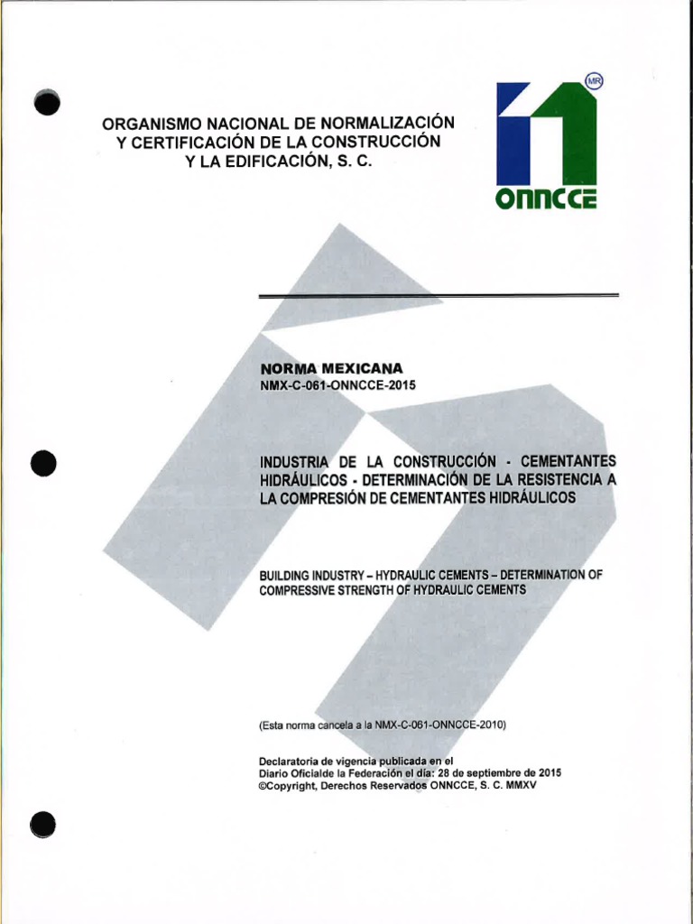 Nmx-C-061-Onncce-2015 Determinacion de La Resistencia A La Comprecion ...