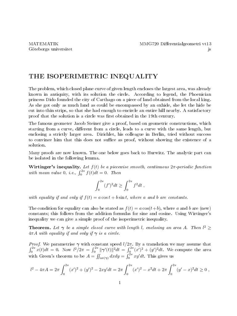 Isoperimetric Inequality | PDF | Mathematical Concepts | Mathematical ...