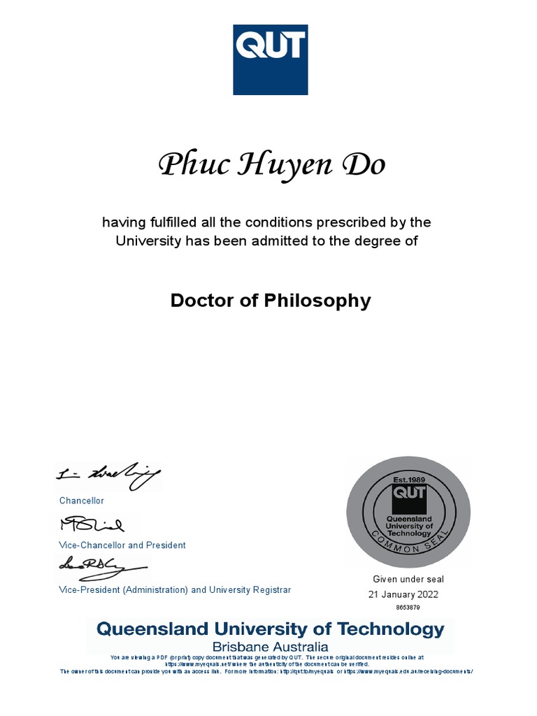 1 - PHD Degree & Transcript | PDF | Postgraduate Education | Academic ...