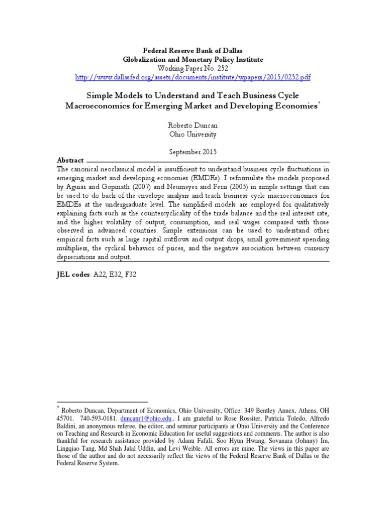 Simple Models To Understand and Teach Business Cycle Macroeconomics For ...