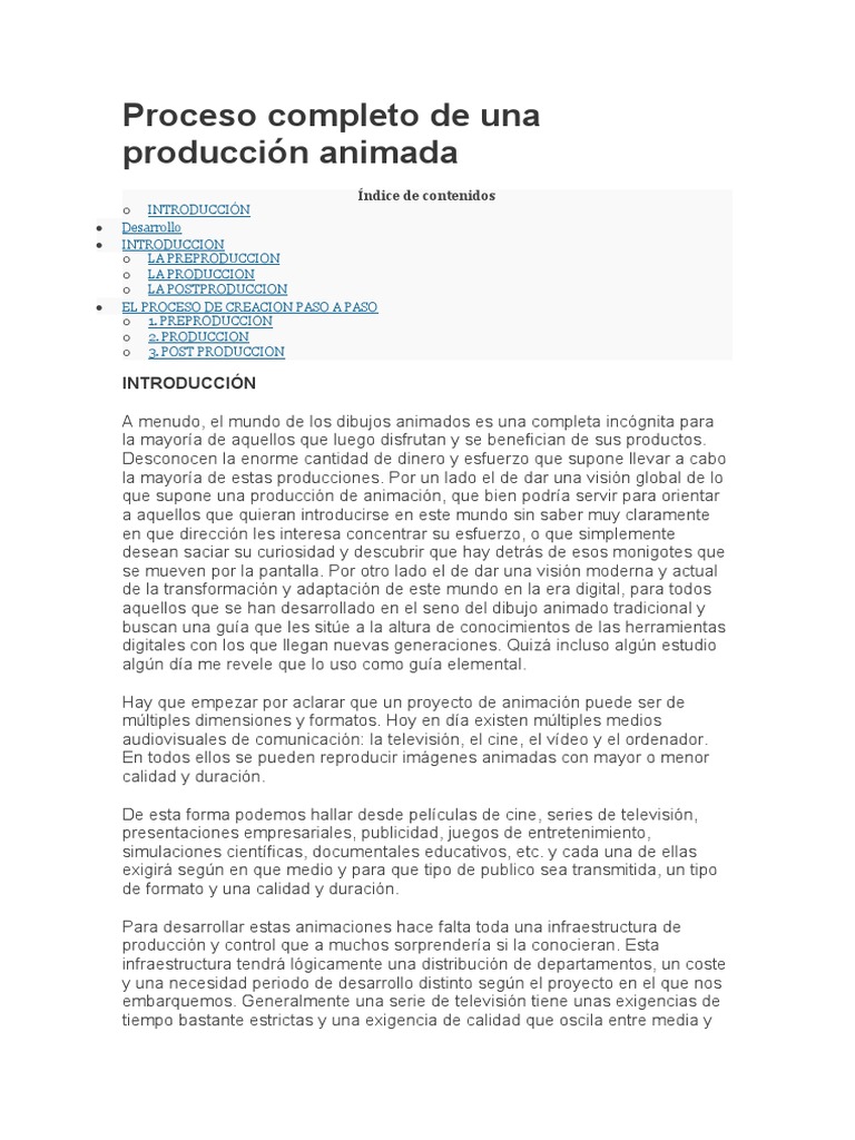 Proceso Completo de Una Producción Animada | PDF | Animación | Diseño