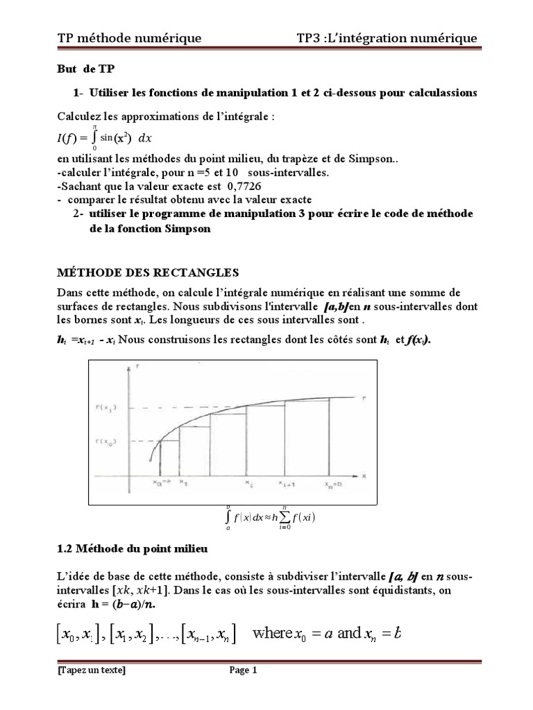 TPn-3 Intégration Numérique | PDF | Intégral | Concepts mathématiques