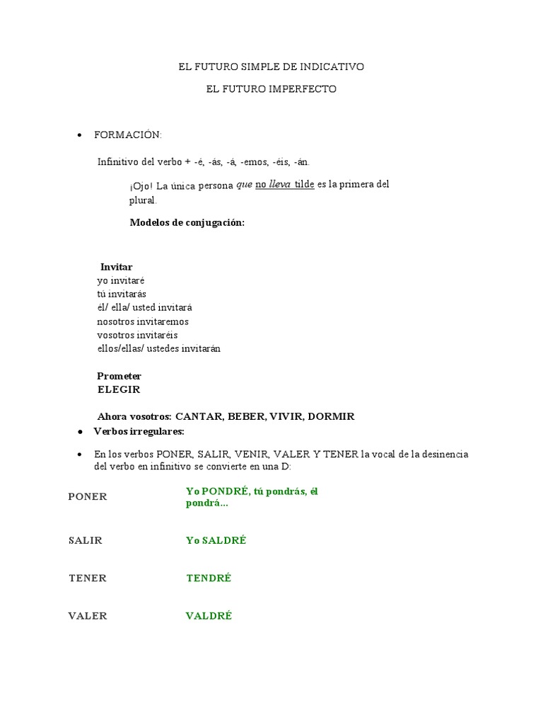 Futuro Simple en Español: Conjugación y Usos | PDF | Verbo | Lingüística