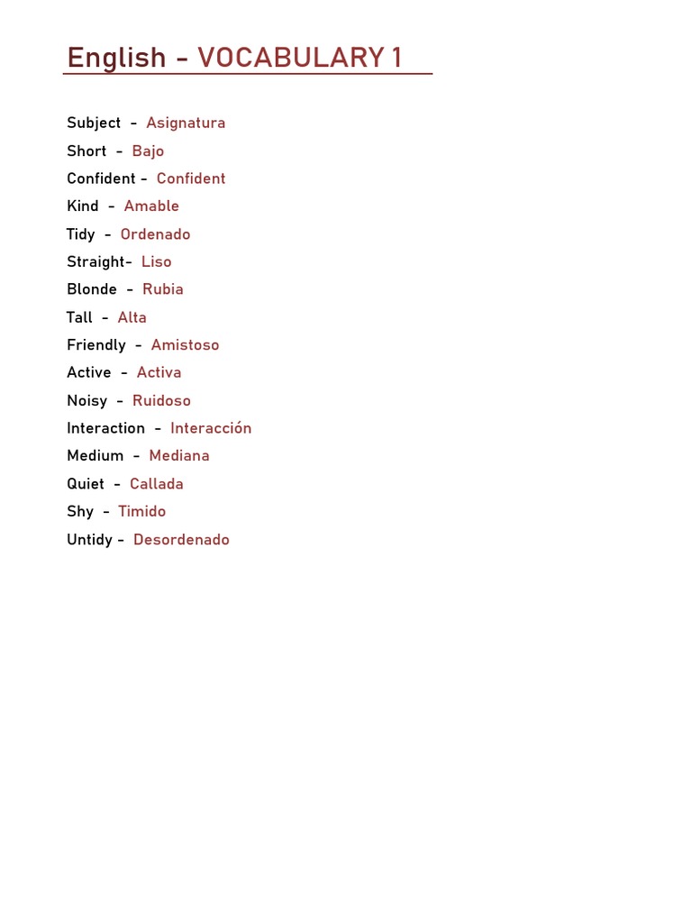 English Vocabulary 1 | PDF