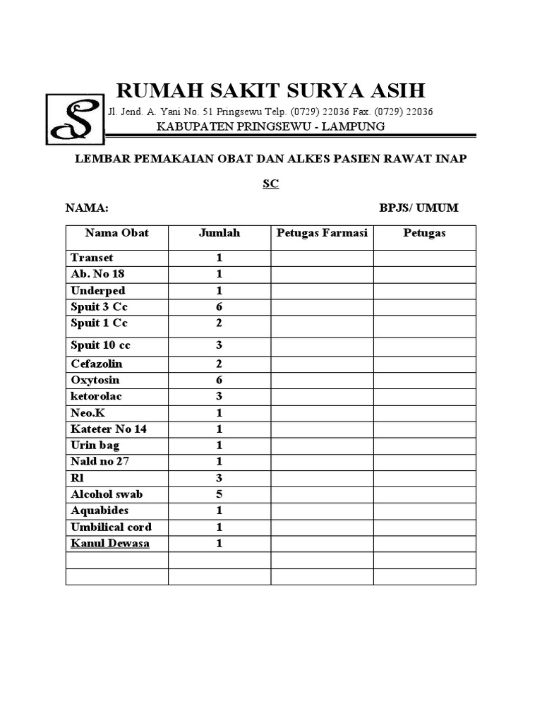 Form Amprahan SC, PPN, Kuret PONEK | PDF