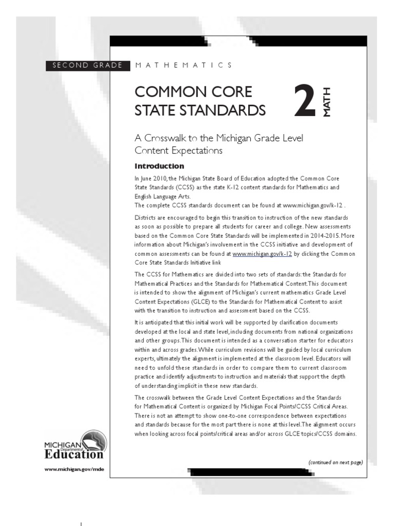 Michigan 2nd Grade Math Standards Guide | PDF