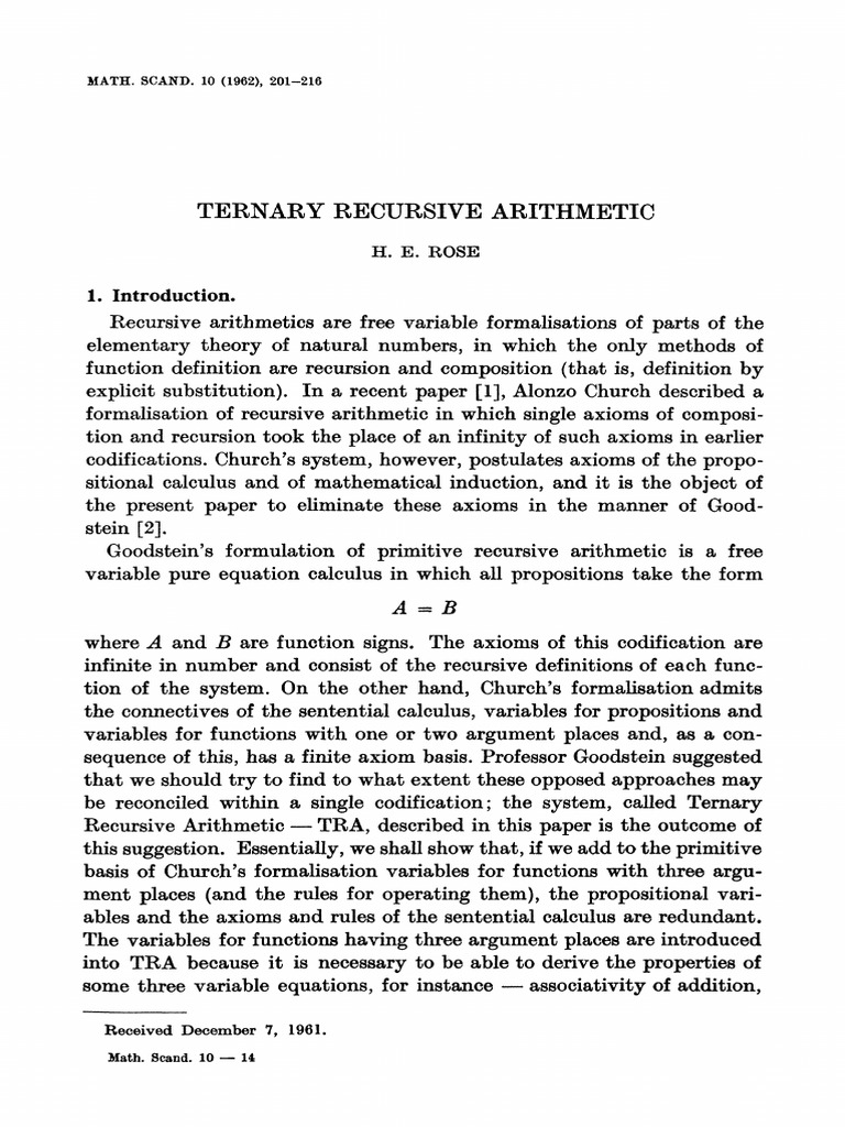 Rose Ternary Recursive Arithmetic Pdf 