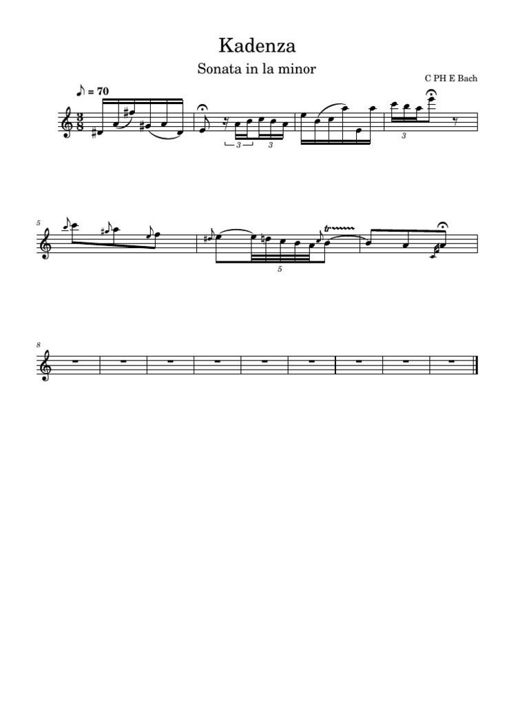 Kadenza C PH E Bach | PDF