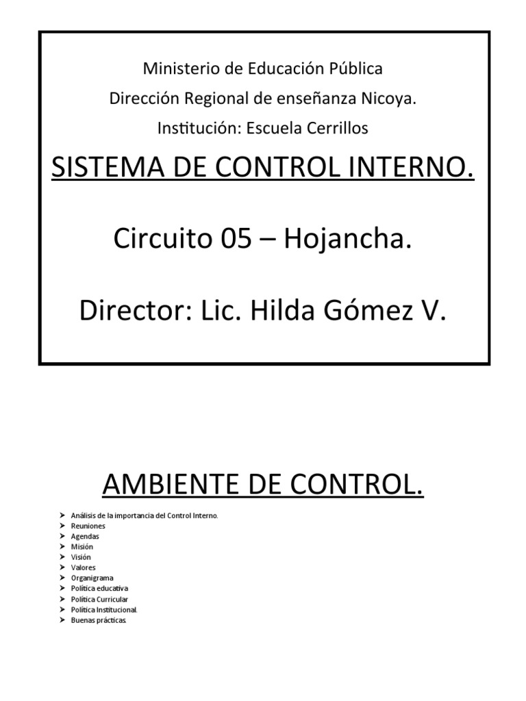 Control Interno en Escuela Cerrillos | PDF | Crecimiento personal y ...