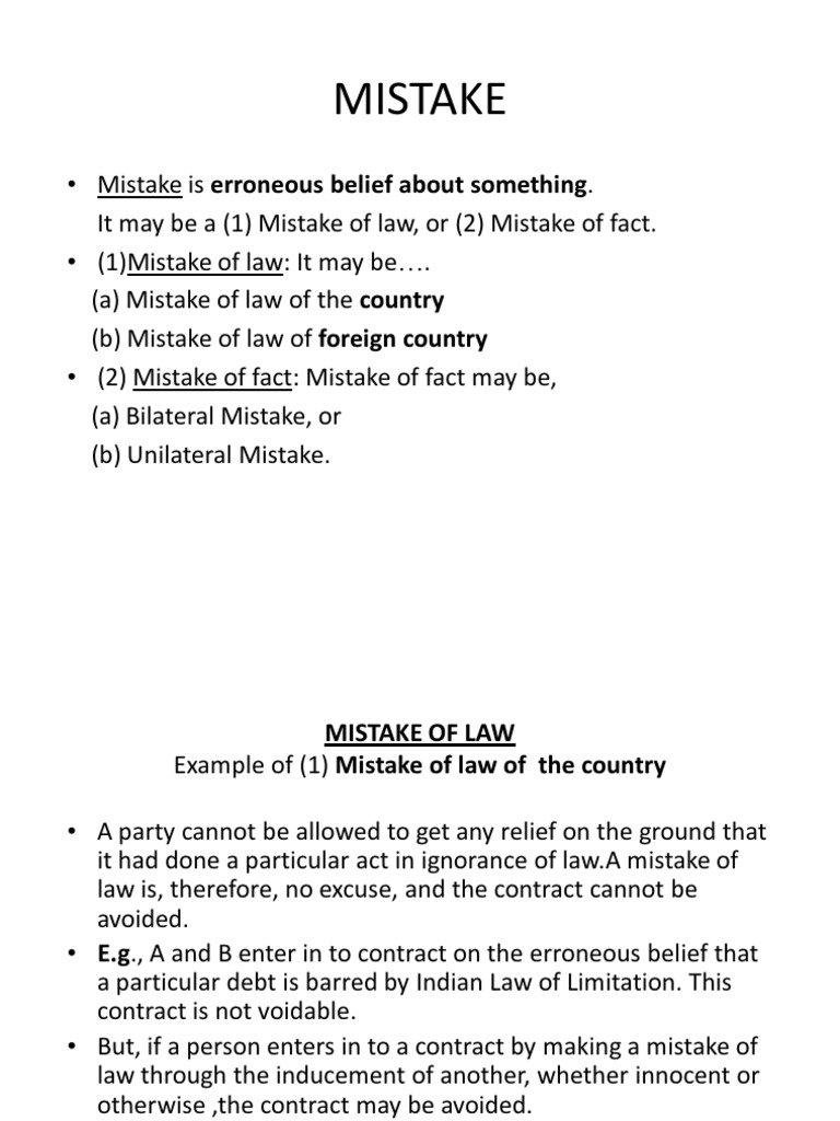 Mistake | PDF | Doctrine | Rules