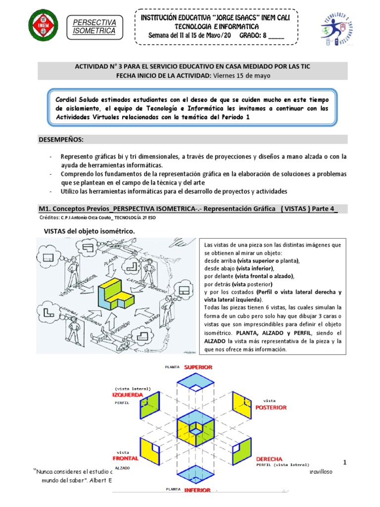 Perspectiva Isométrica: Vistas y Proyecciones | PDF | Dibujo técnico