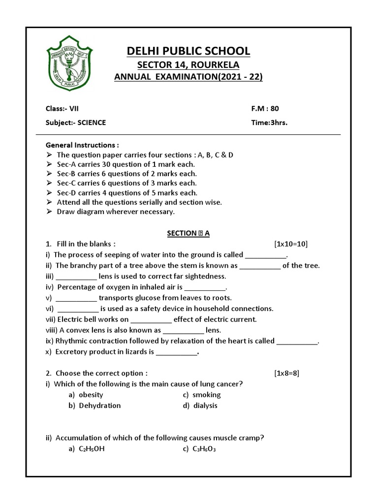 Class-VII Science 2022 | PDF