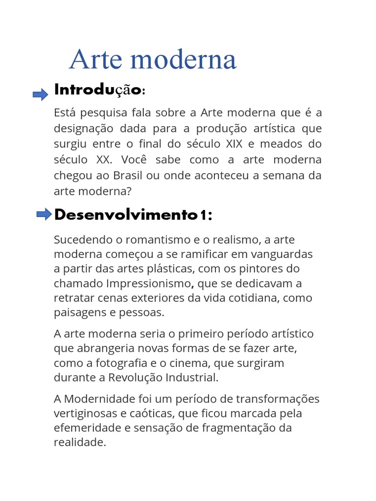 Arte Moderna | PDF | Modernismo | Modernidade