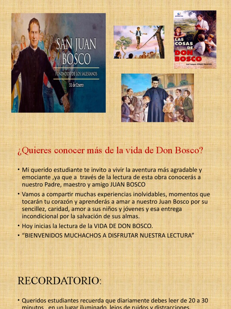 Cronograma Plan Lector Obra Vida de Don Bosco | PDF