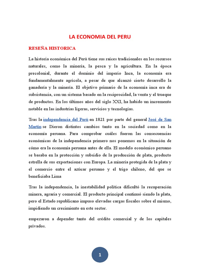 Resumen de la economía peruana | PDF | Economias | Comercio