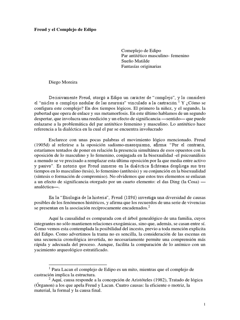 Guía Complejo Edipo-Freud 2020 | PDF | Edipo | Complejo de Edipo