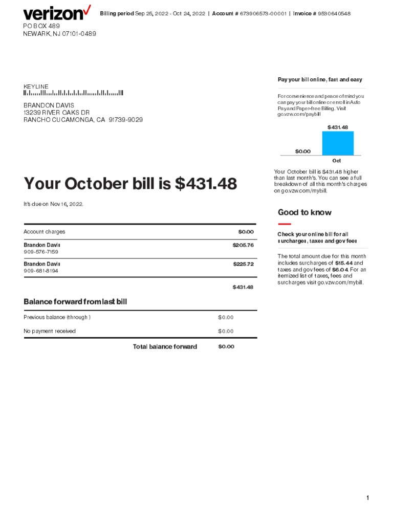 VZWBILL | PDF | Fee | Payments