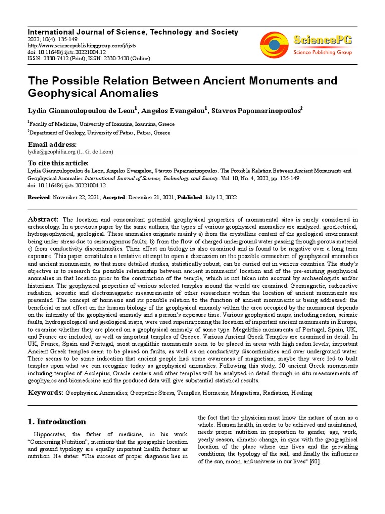 Ancient Monuments and Geophysical Anomalies | PDF | Geophysics ...