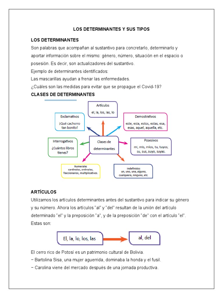 Tipos de Determinantes en Español | PDF | Ciencias sociales | Estudios ...