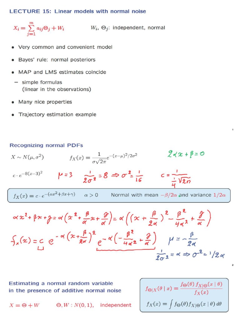 LECTURE 15: Linear models with normal noise - Estimating parameters in linear models with normal ...