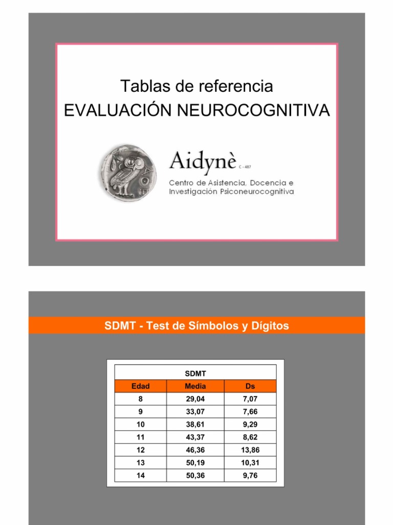 Baremos de Test Test de Simbolos y Digitos, TMT, Rey Verbal | PDF