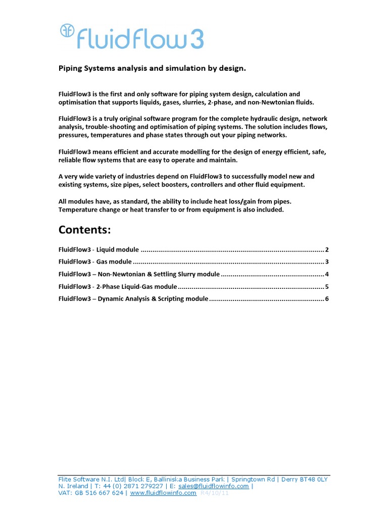 FluidFlow3 Overview | PDF | Fluid Dynamics | Gases