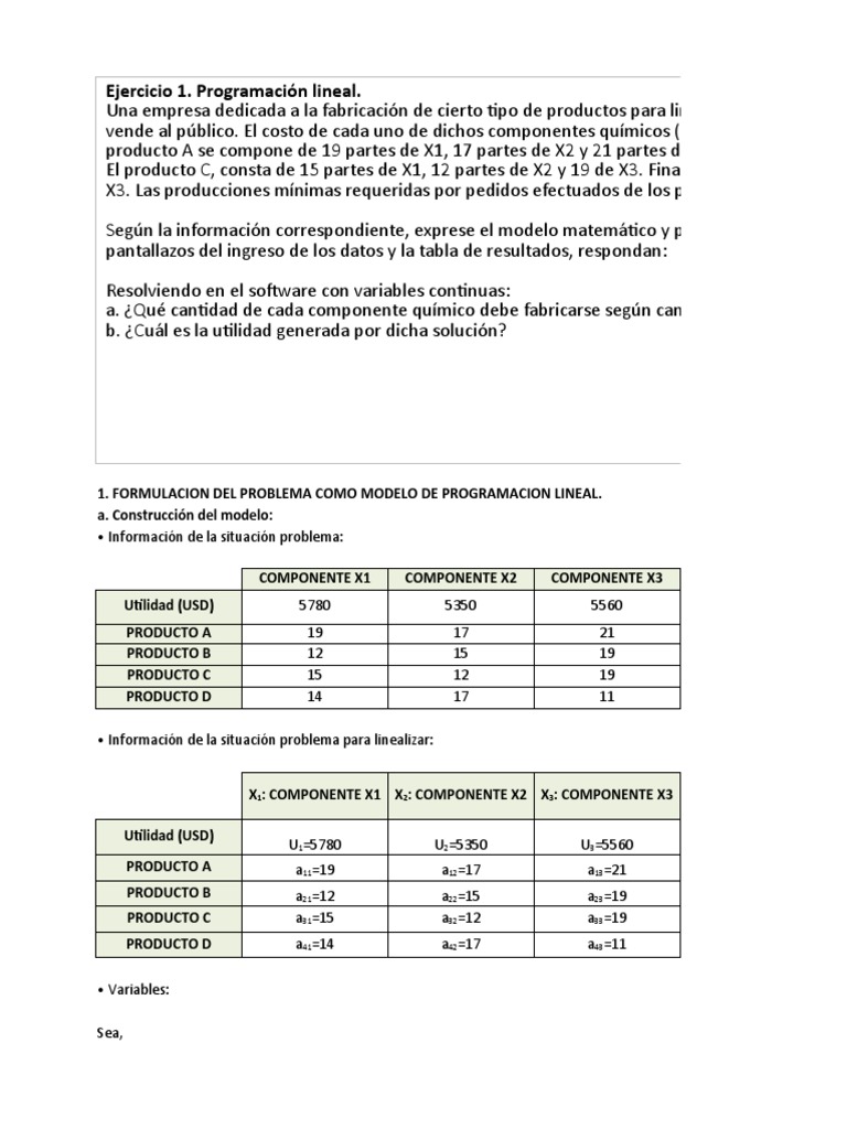 Tarea 2 - Juan Gabriel Florez - Ejer 1 Al 5 | PDF | Programación lineal | Optimización Matemática