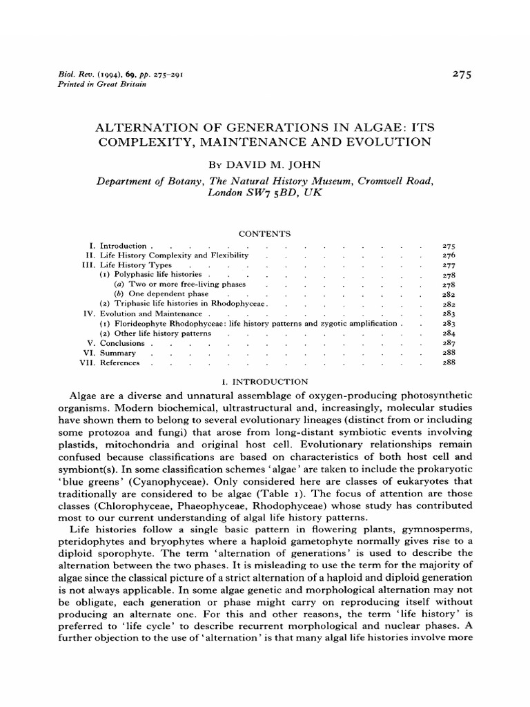 Alternation of Generations in Algae Explored | PDF | Ploidy | Algae